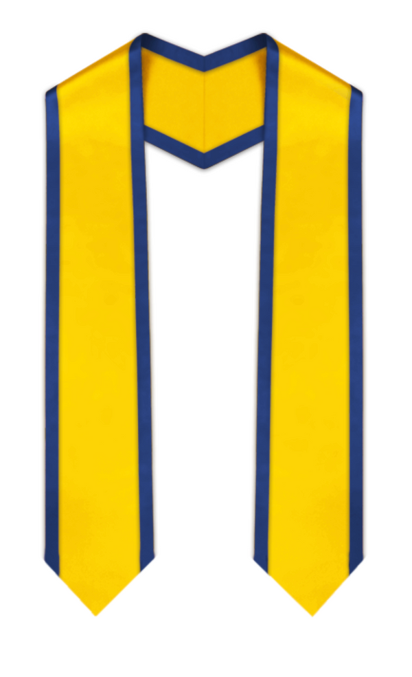 Gold Pointed Graduation Stole with Royal Blue Trim – Stoles.com