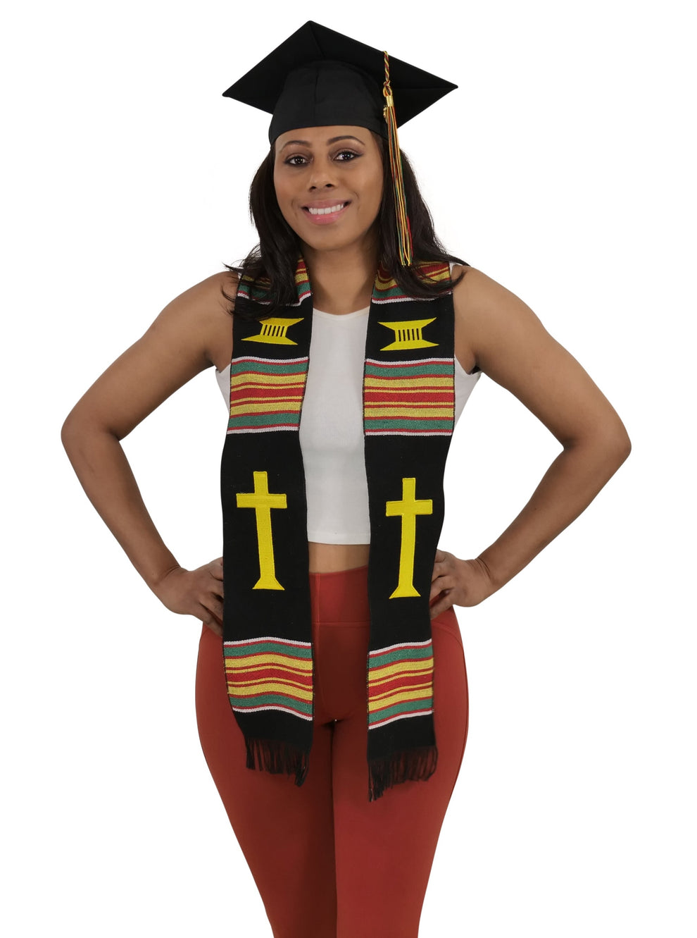 Christian Cross Kente Cloth Graduation Stole – Stoles.com
