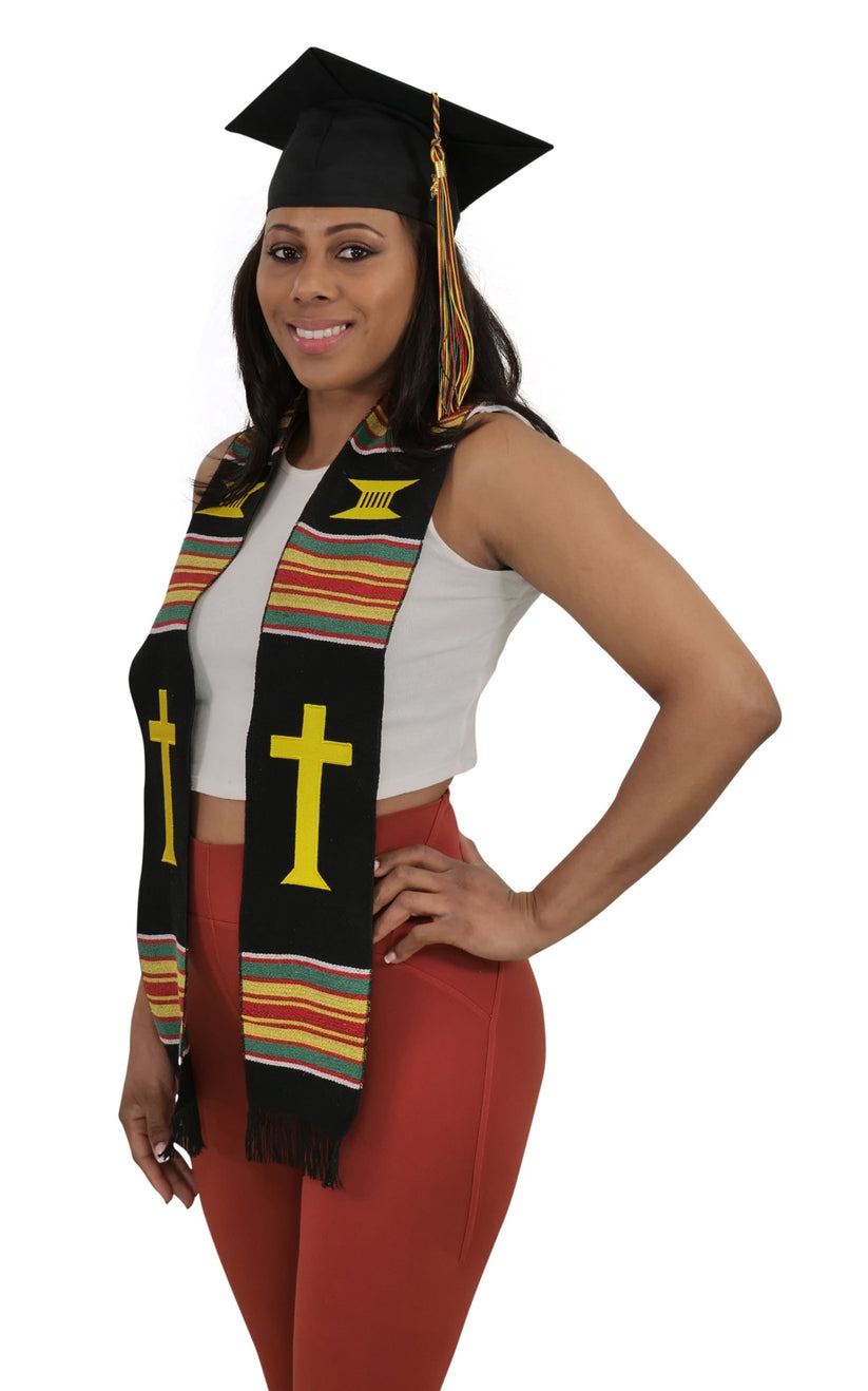 Christian Cross Kente Cloth Graduation Stole – Stoles.com