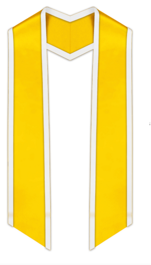 Gold Slanted Graduation Stole with White Trim – Stoles.com