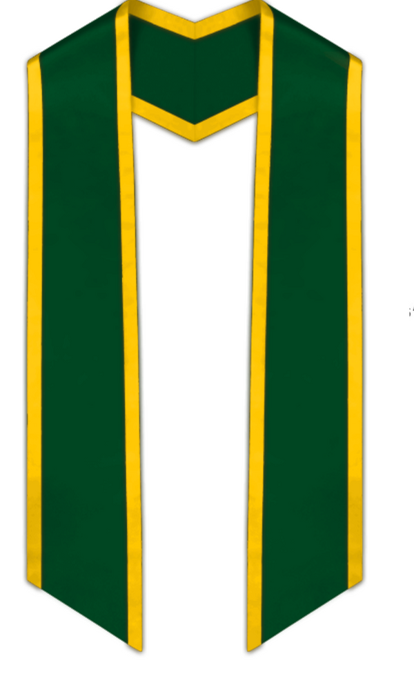 Hunter Green Slanted Graduation Stole with Gold Trim – Stoles.com