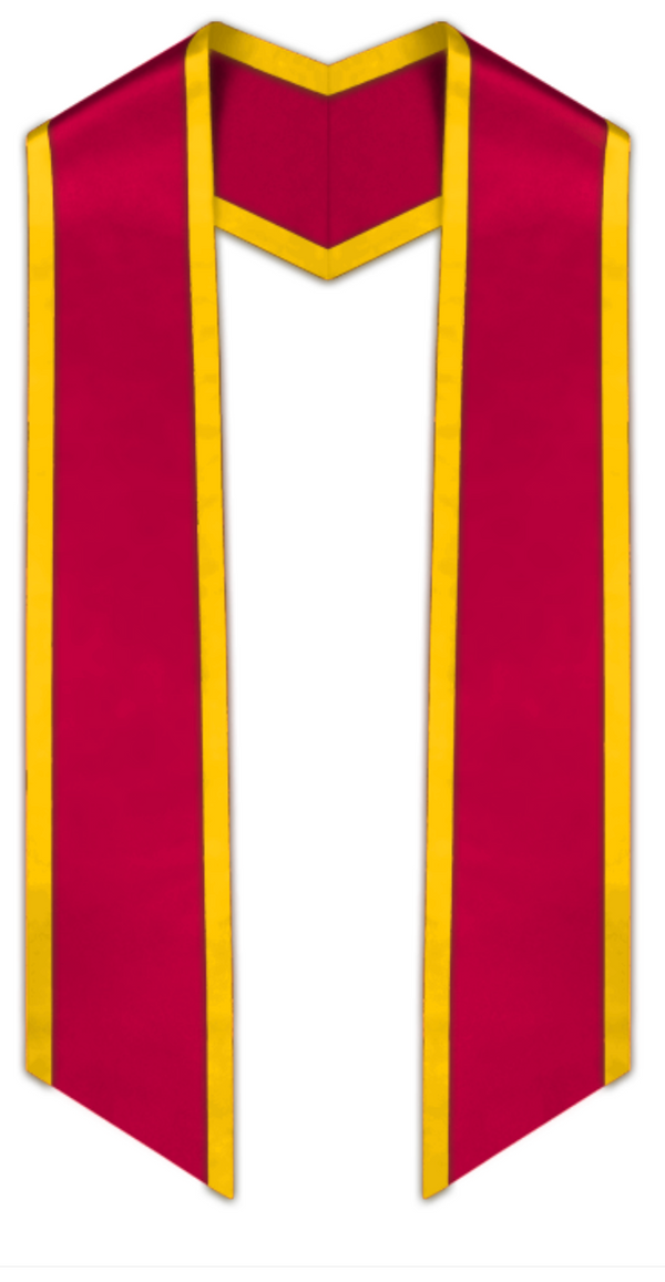 Red Slanted Graduation Stole with Gold Trim – Stoles.com